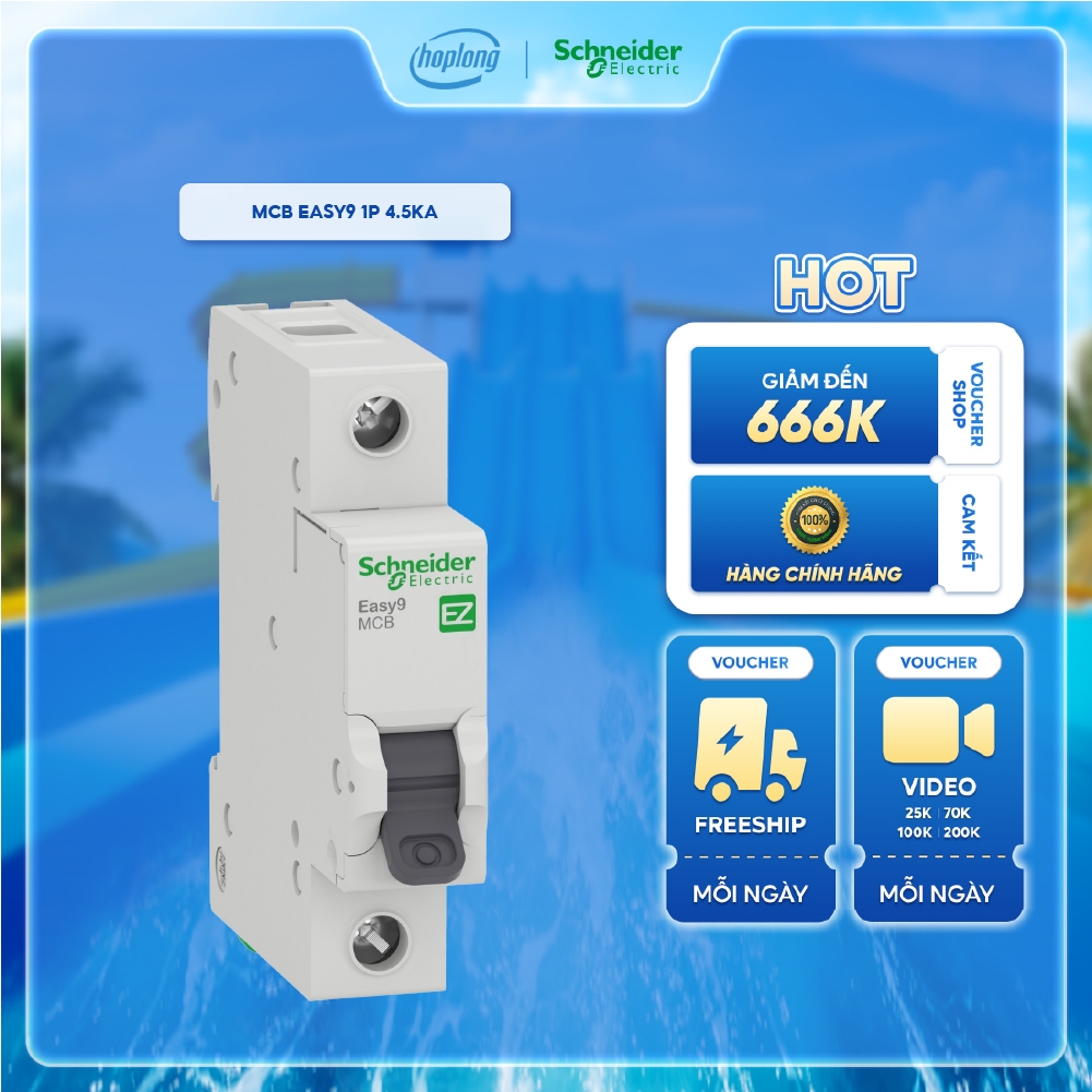Cầu dao tự động (aptomat) 1P 25A dòng cắt 4.5kA Át Tép CB cóc MCB Schneider Easy9 EZ9F34125 ...
