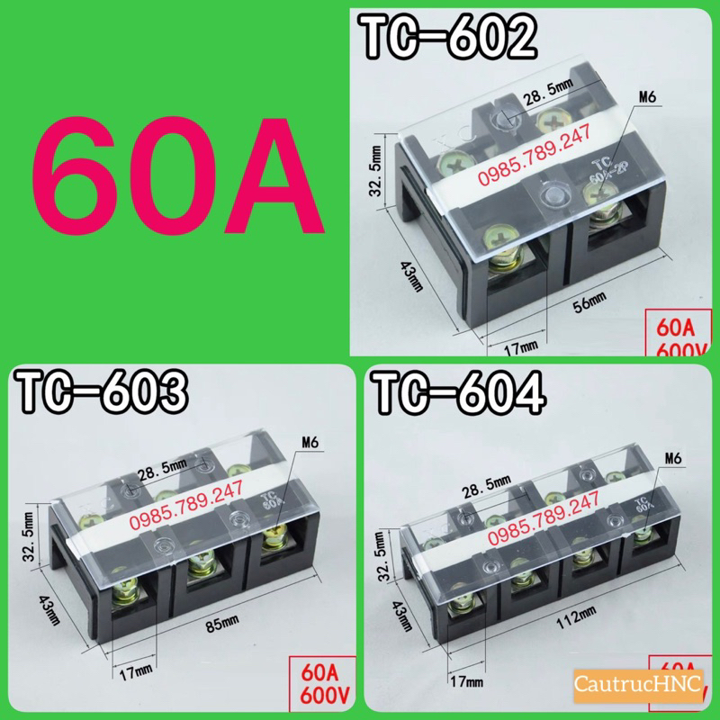 Cầu đấu điện Domino 3P, 4P loại 60A, 100A, 150A, 200A (Loại tốt ...