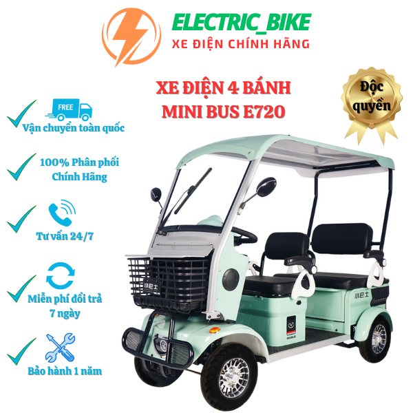 Xe điện 4 bánh MINI BUS E720, Phiên bản 2024, Động cơ 1500W, 4-6 chỗ ...