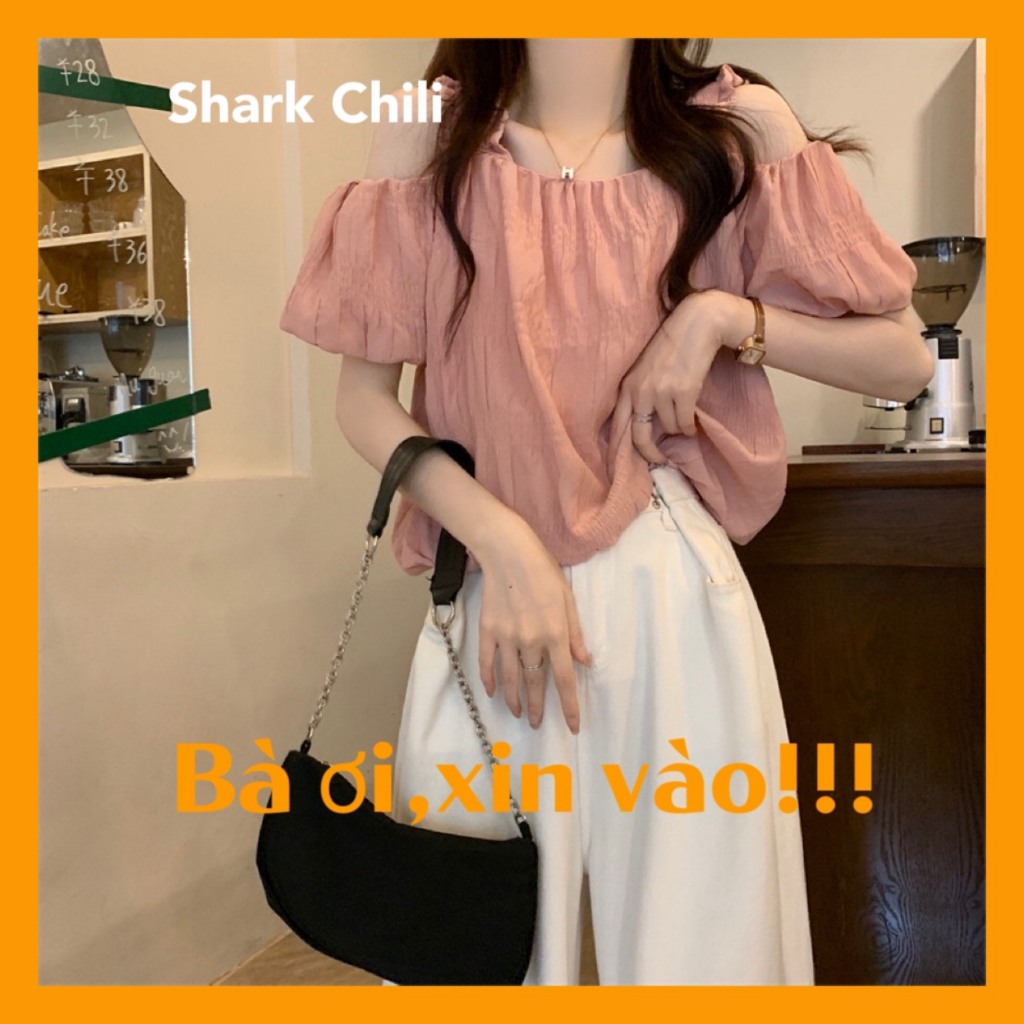 【Mỗi tháng bán 900+】Áo trễ vai tay ngắn kiểu nữ xinh hàn quốc tay bồng ...