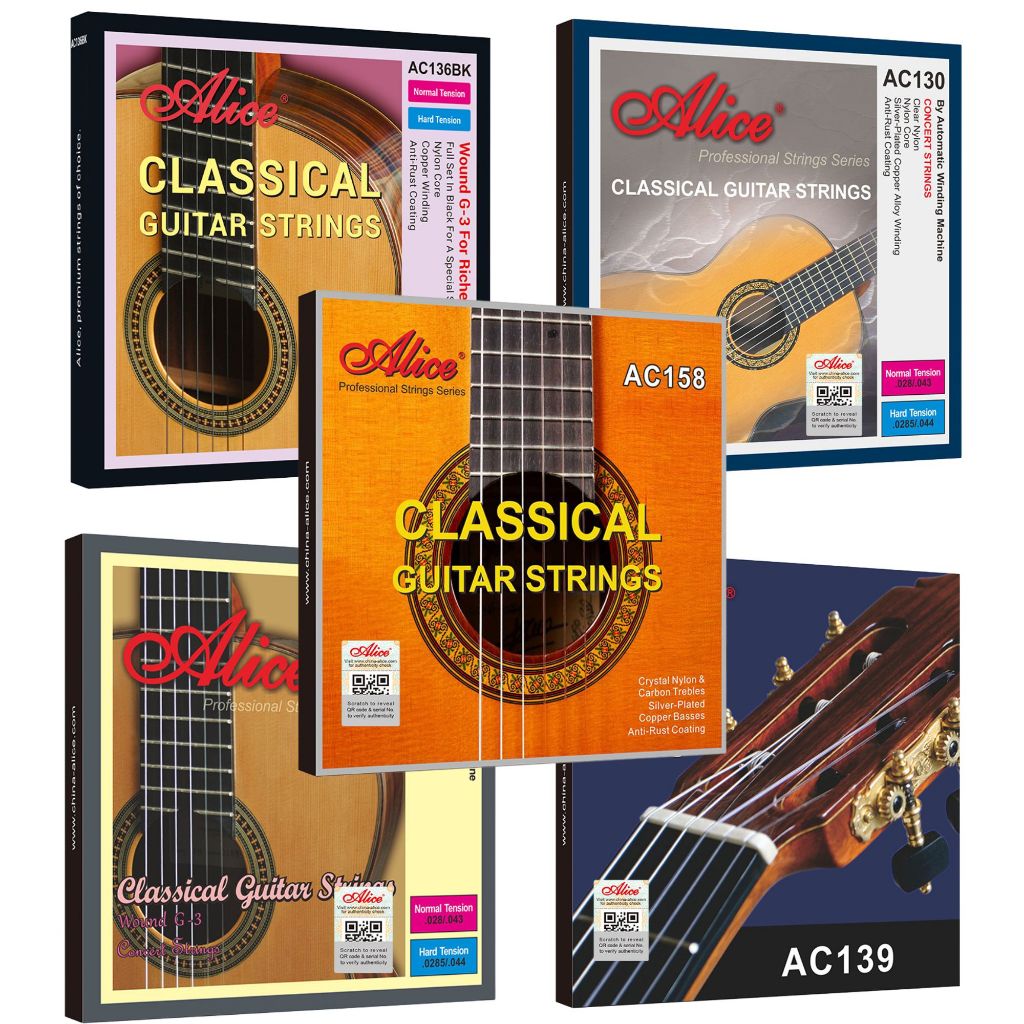 Dây Đàn Guitar Classic Alice AC158, AC139, AC136, AC136BK, AC130, AC106, AC107, AC107BK (1 Bộ-6 ...