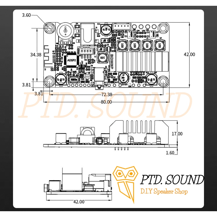 Mạch DSP Sure BDM3P BDM3 , TPA3116 50W*2 Chỉnh DSP khuếch đại âm thanh ...