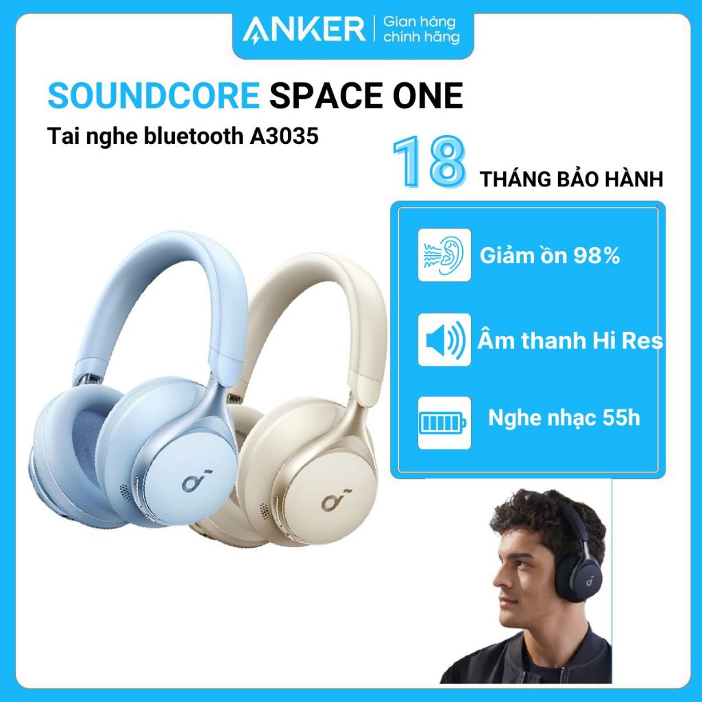 Tai nghe chụp tai không dây Bluetooth Anker Soundcore Space One - A3035 - Chính Hãng/Khử Ồn/App ...