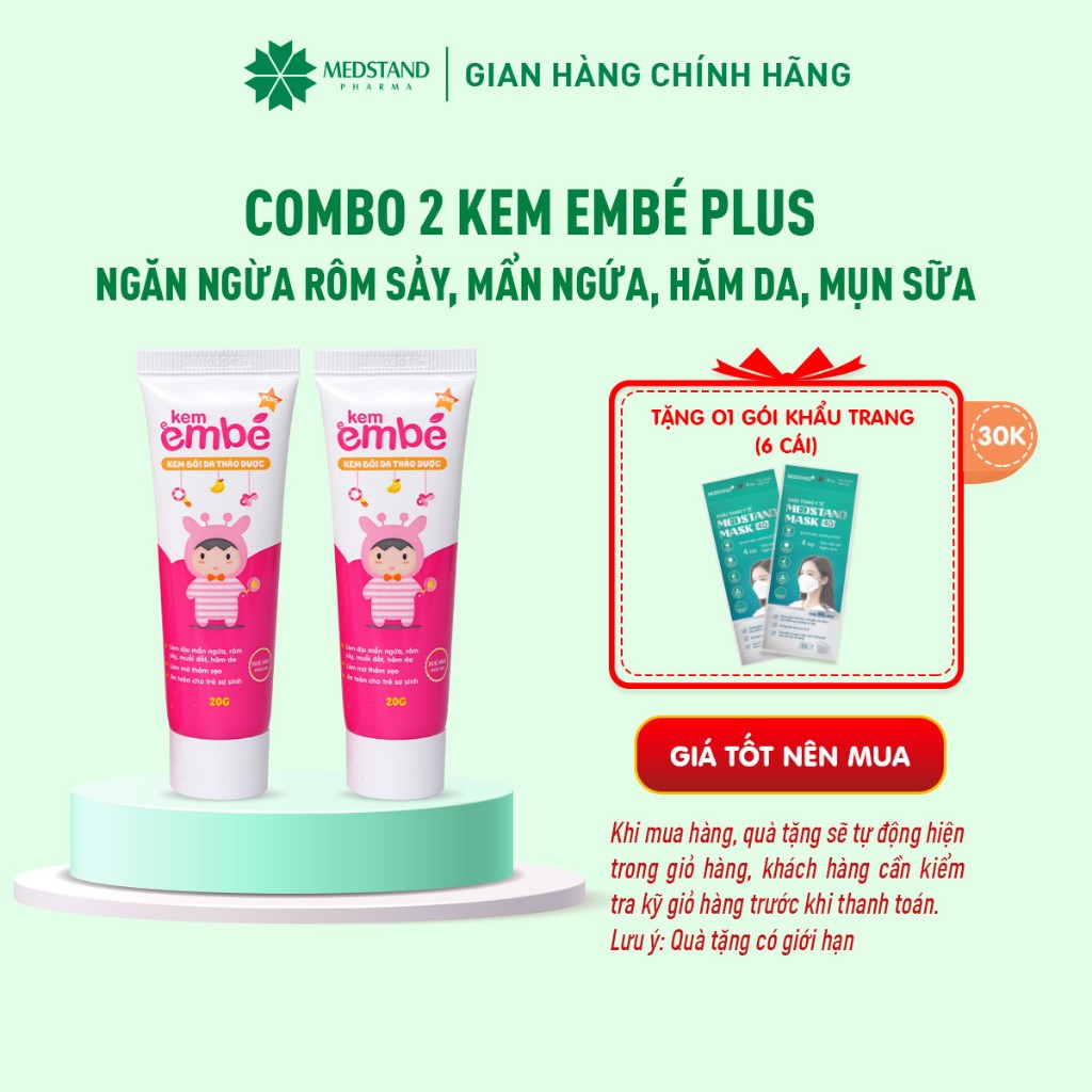 COMBO 2 Kem EmBé Plus - Kem bôi da thảo dược cho bé khi bị rôm sảy, hăm ...