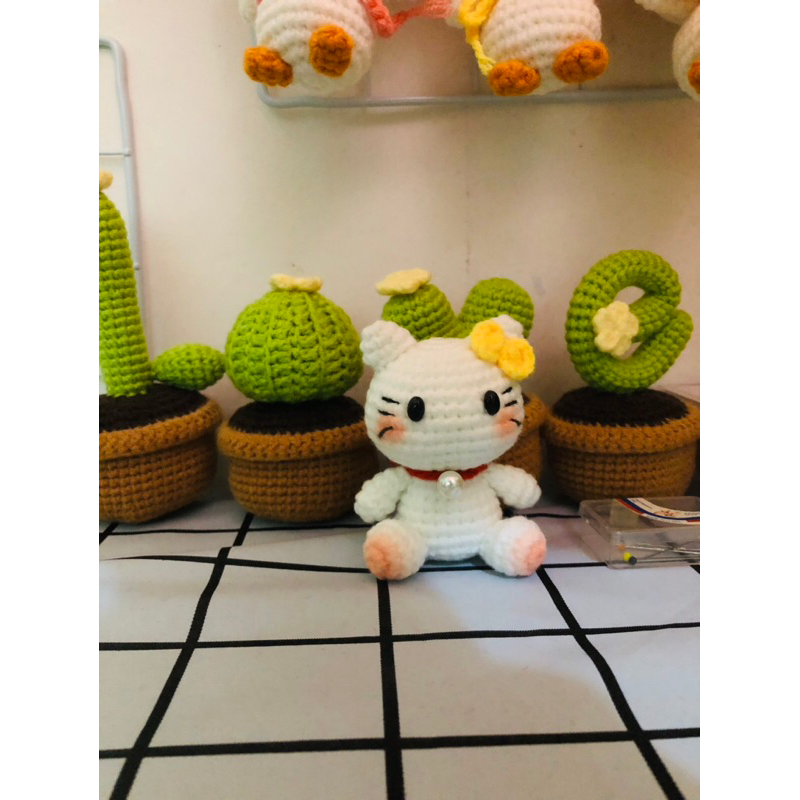 móc khoá mèo hello kitty bằng len(hanmade) | Shopee Việt Nam