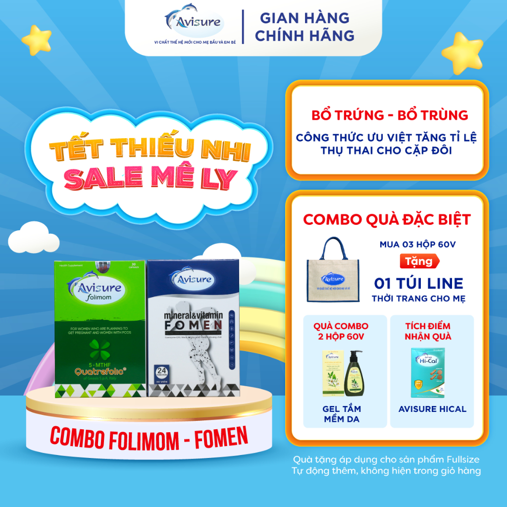 Bộ đôi bổ trứng - bổ trùng Avisure Folimom - Fomen hỗ trợ sinh sản cho ...