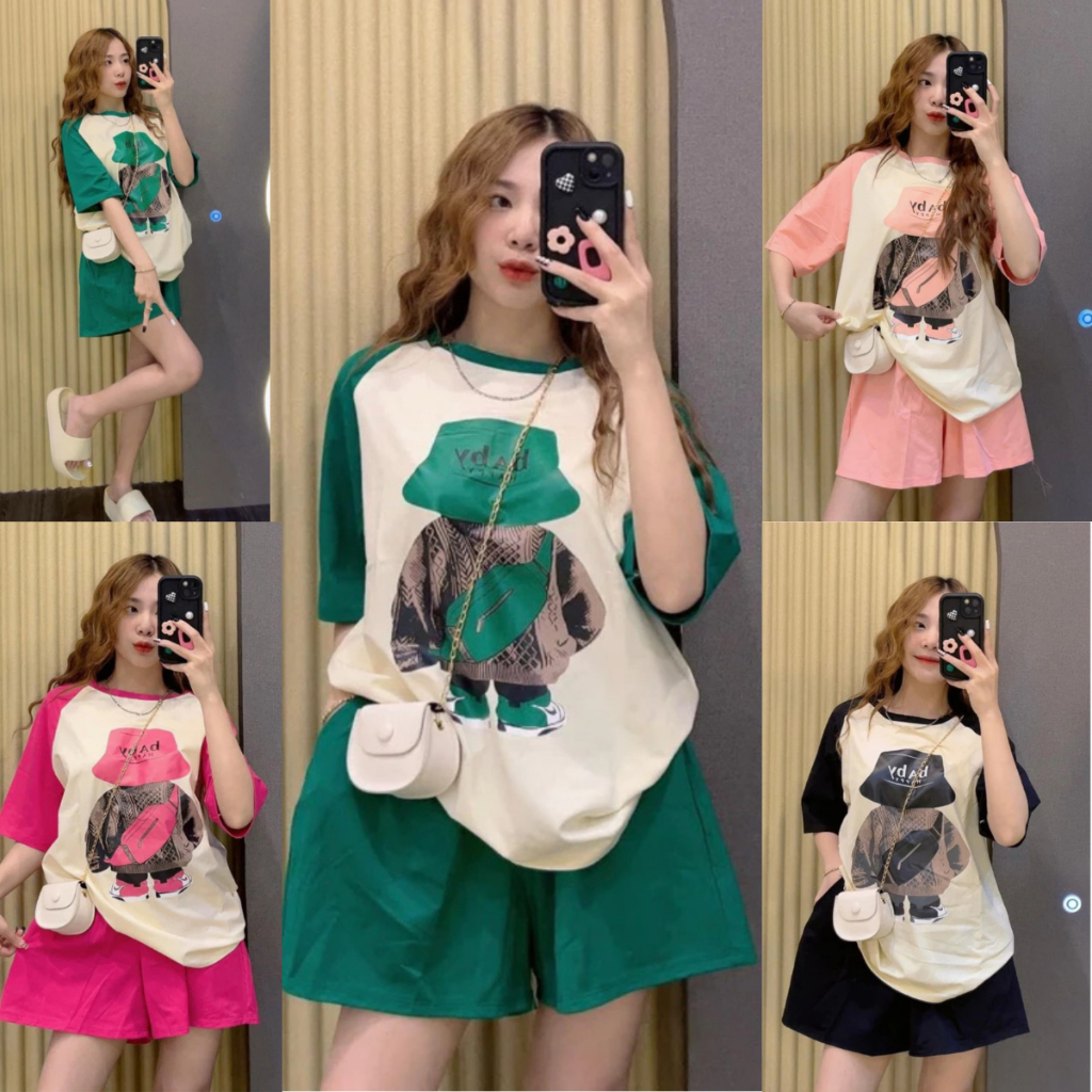 Set đồ nữ mặc nhà rẻ đẹp mùa hè bộ đùi nữ bộ quần áo nữ 3 SIZE 45-75KG bigsize chất thun cotton ...