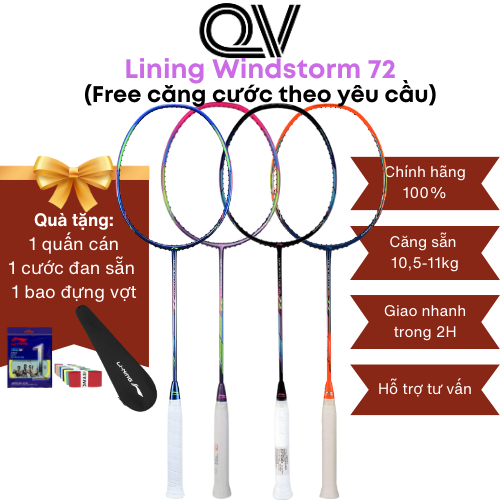 Vợt cầu lông Lining Windstorm 72 chính hãng Quốc Việt Badminton phù với lối đánh thiên thủ, đặc ...