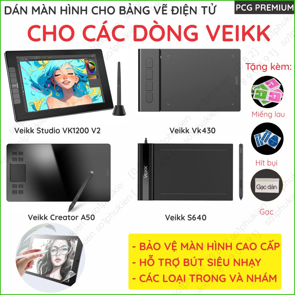 Dán màn hình bảng vẽ điện tử Veikk S640/ VK430/ Creator A50/ Studio ...