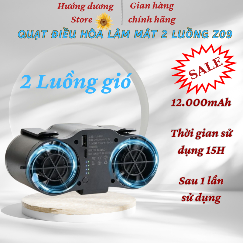 Quạt điều hòa đeo thắt lưng Z09, Quạt làm mát siêu nhanh sử dụng 15 giờ ...