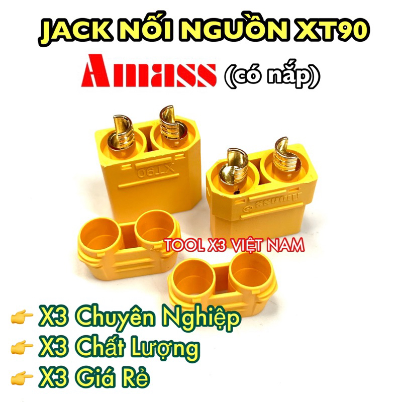 [Amass - XT90] Jack nối nguồn XT90 mạ vàng chính hãng Amass có nắp (ToolVN) | Shopee Việt Nam