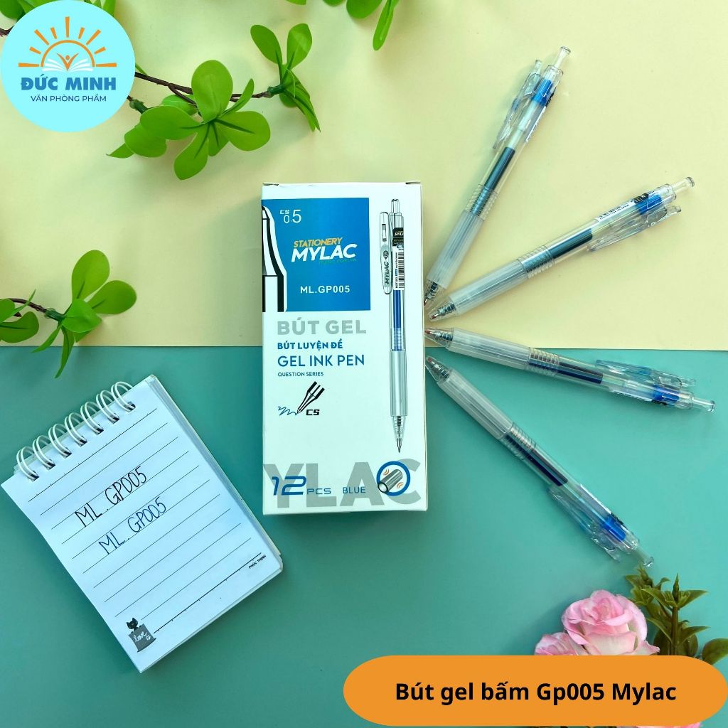 Bút gel bấm luyện đề Mylac GP005 có đệm êm tay, viết trơn, có ruột thay thế - vpp Diệp Lạc (sỉ ...