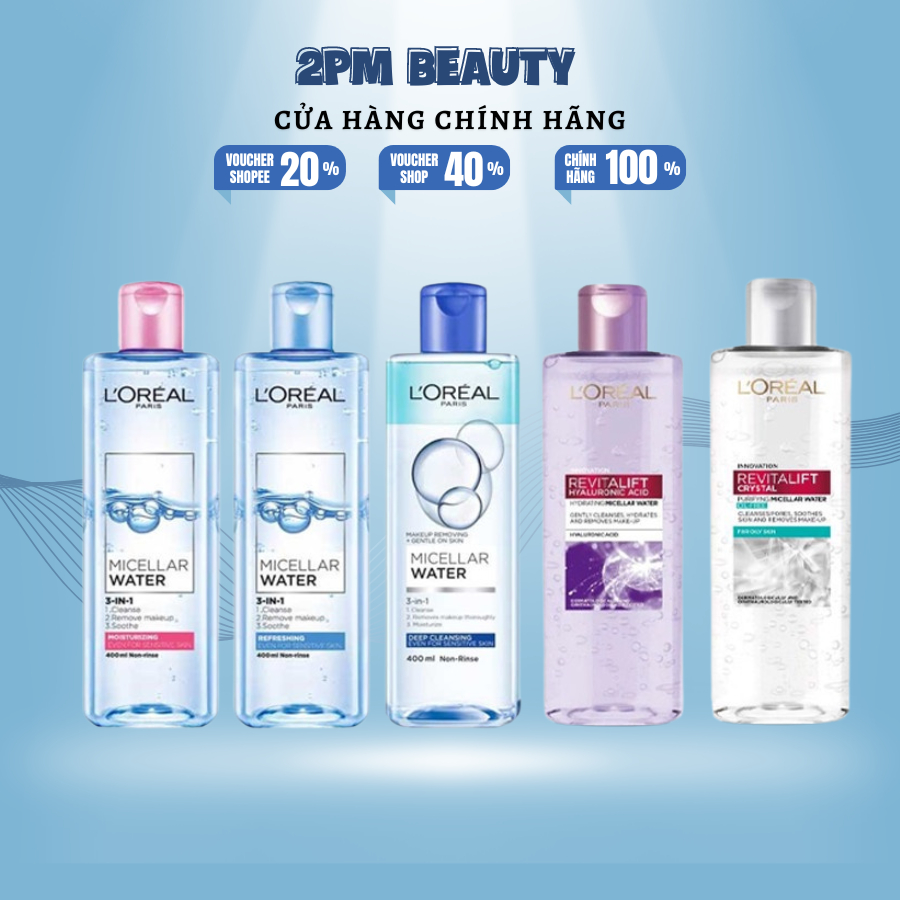 Nước tẩy trang làm sạch, dưỡng ẩm cho mọi loại da L'Oreal 3-in-1 Micellar Water 95ml/400ml ...
