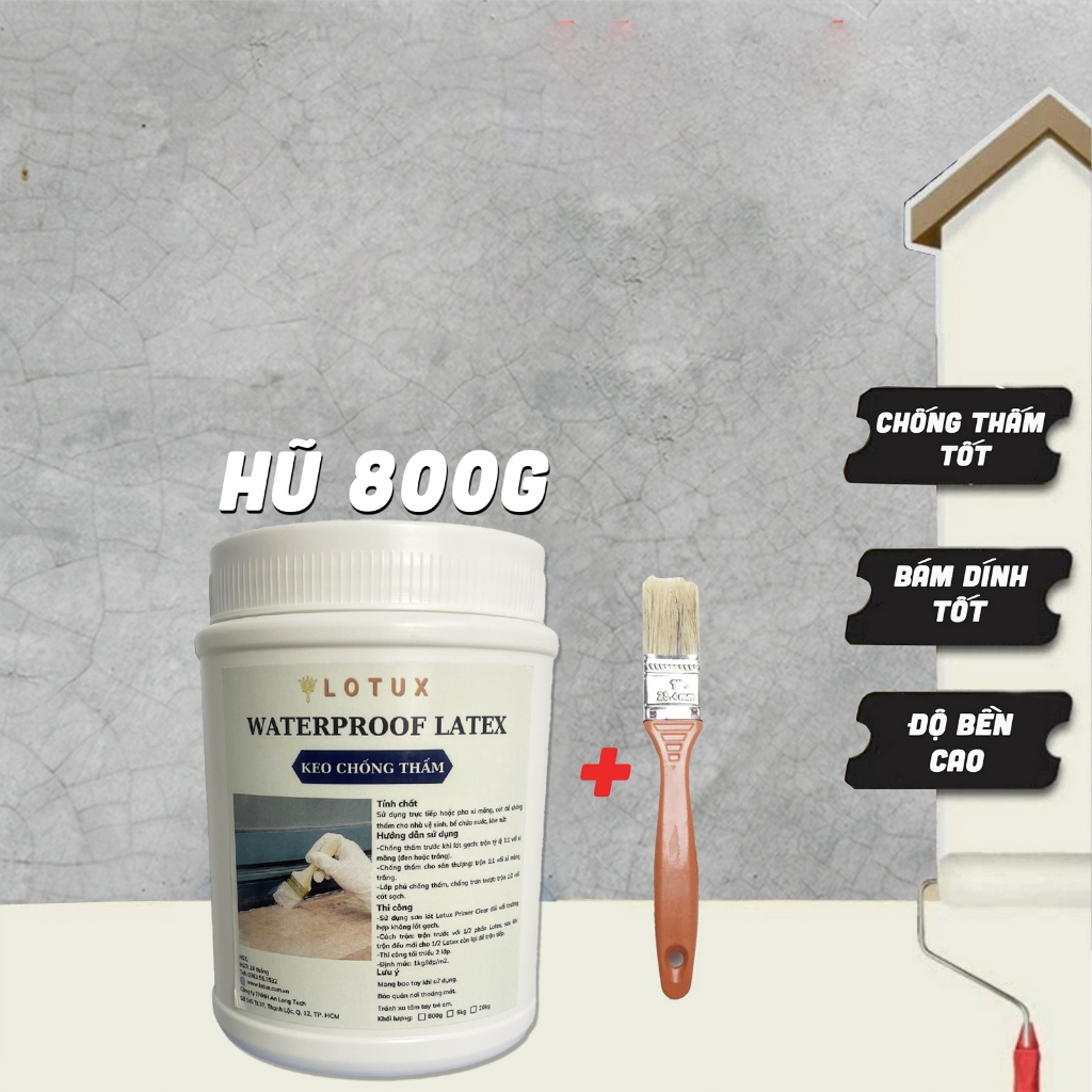 Keo chống thấm trong suốt WATER PROOF LATEX 800g, Keo chống thấm xi ...