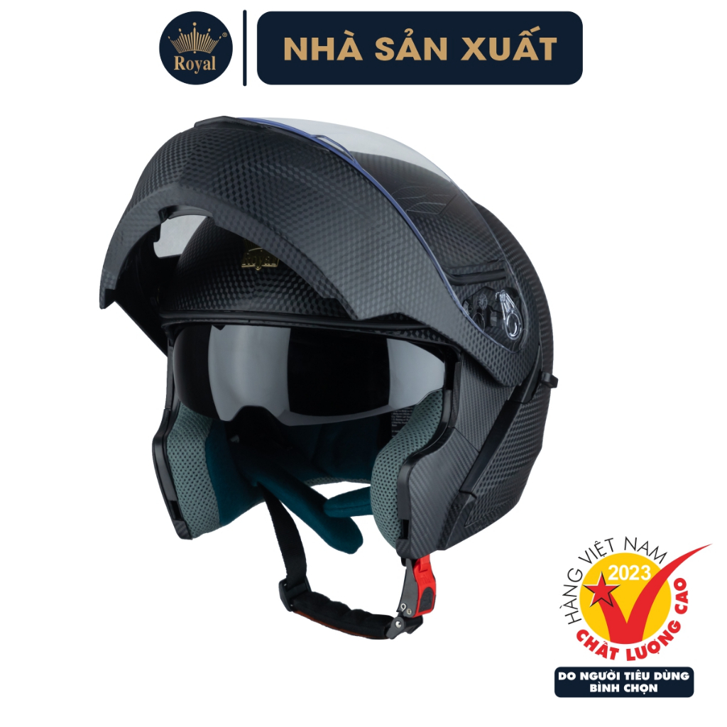 Mũ Bảo Hiểm Full Face Royal M179 Đen Carbon, Mũ Bảo Hiểm Lật Hàm, Bảo ...