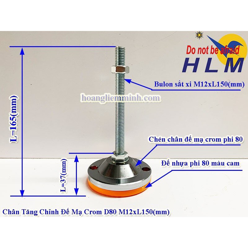 Chân tăng chỉnh chịu lực D80M12xL150(mm) | Chân tăng chỉnh D80M12xL150 ...