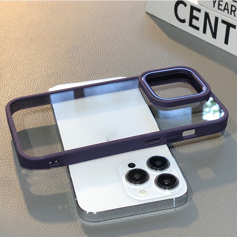 Ốp New Skin Lưng trong viền màu Iphone 15/ ip15 pro/ ip15 plus/ ip15 ...