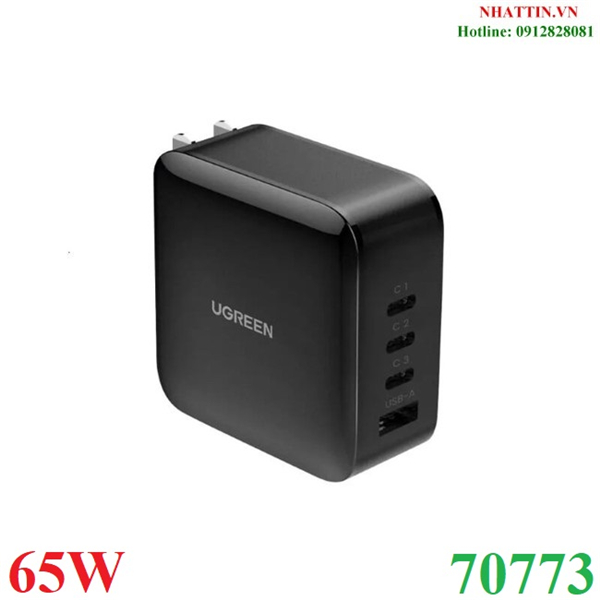 Củ sạc nhanh 65W GaN 4 cổng, 3 USB-C và 1 USB Type-A Hỗ trợ QC4+, PD3.0 Ugreen 70773 cao cấp ...