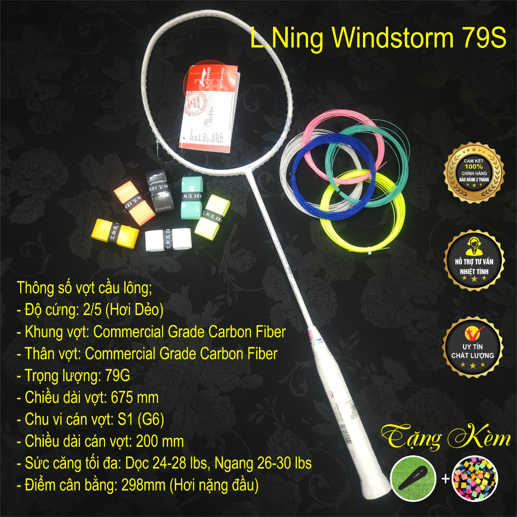 Vợt Cầu Lông Lining Windstorm 79S / 79H Chính Hãng (Căng sẵn+bao đơn ...