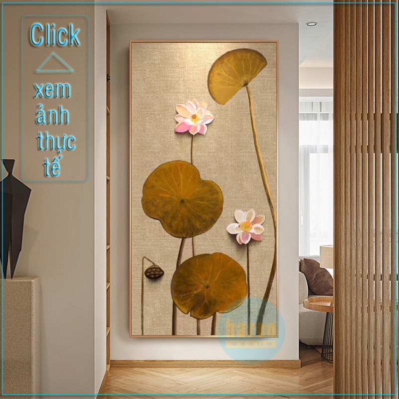 Tranh Canvas Hoa Sen Trang Trí Nội Thất, Phòng Khách. Tranh Canvas Hoa Sen Phòng Trà, Spa ...