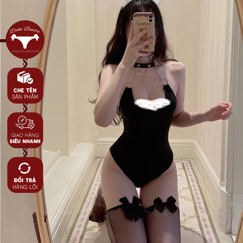 Bộ đồ ngủ bodysuit thun sexy DK105 KHÔNG KÈM TẤT kiểu áo liền thân siêu quyến rũ | Shopee Việt Nam