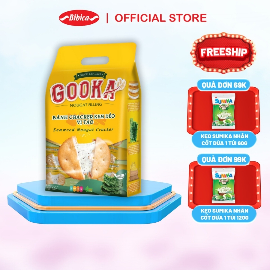 Bánh Gooka Cracker Nougat Filling Vị Tảo Biển Bibica | Shopee Việt Nam