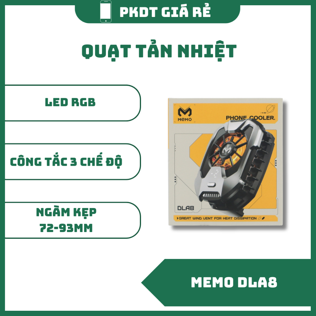Quạt Tản Nhiệt Điện Thoại Memo DLA8/DLA8 Pro (Sò Lạnh Thế Hệ Mới 3 Chế ...