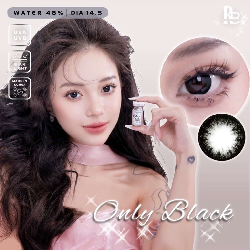 Ruby Eyes Kính Áp Tròng Mẫu Đen Only Black Silicone Hydrogel Ruby Eyes