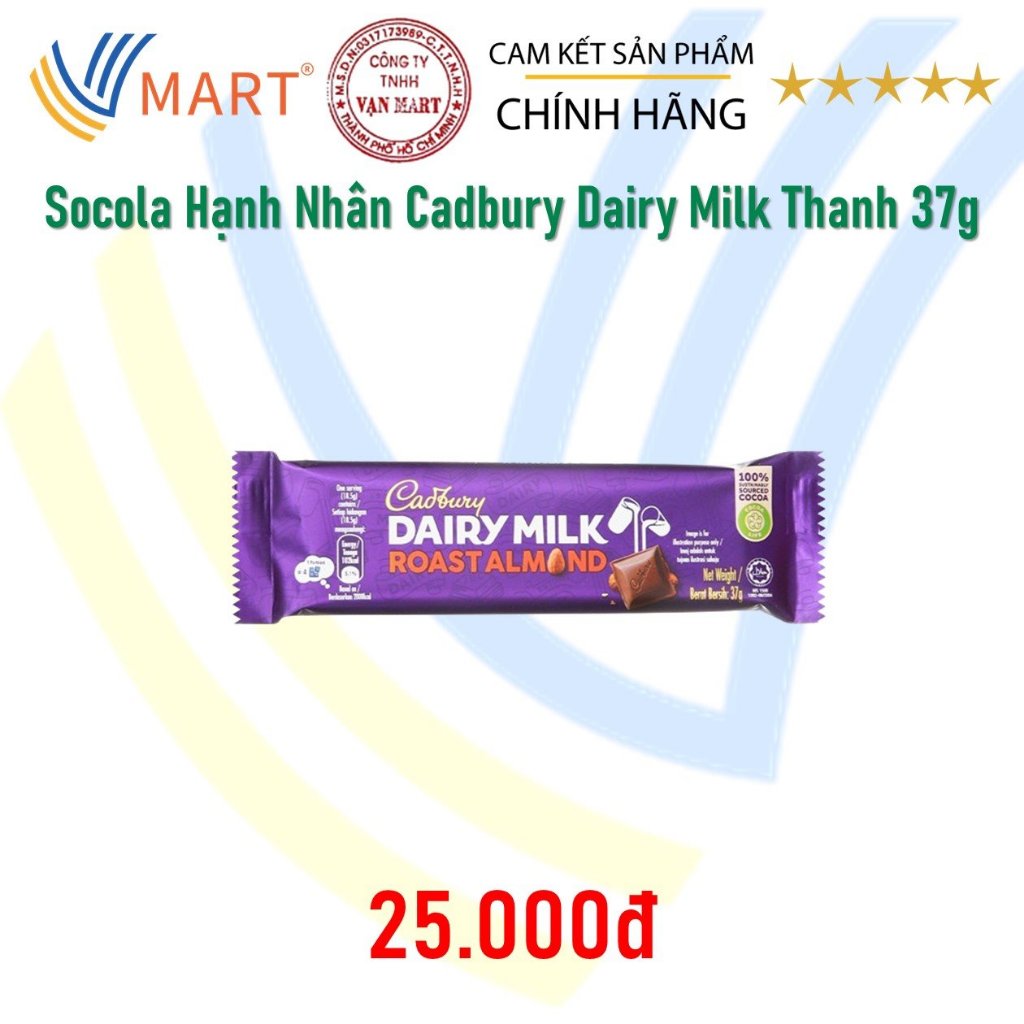 Socola Hạnh Nhân Cadbury Dairy Milk Thanh 37g | Shopee Việt Nam