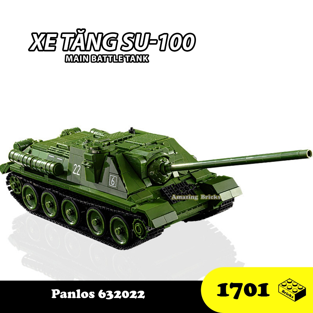 Đồ chơi lắp ráp xe tăng SU-100, Panlos 632033 Battle tank, Xếp hình ...