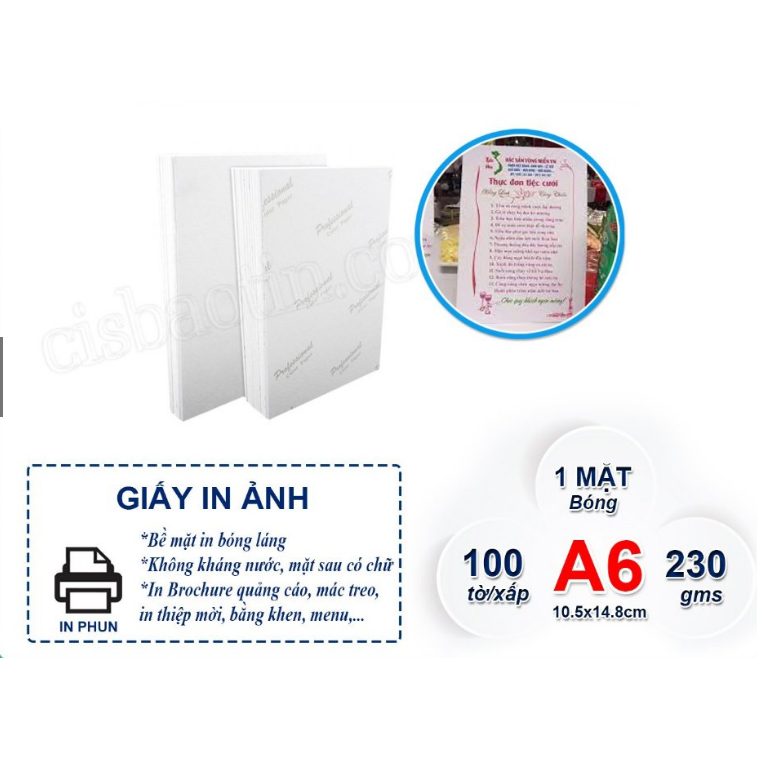 [ A6 ] XẤP 100 TỜ GIẤY A6 ĐỊNH LƯỢNG 230 1 MẶT | Shopee Việt Nam