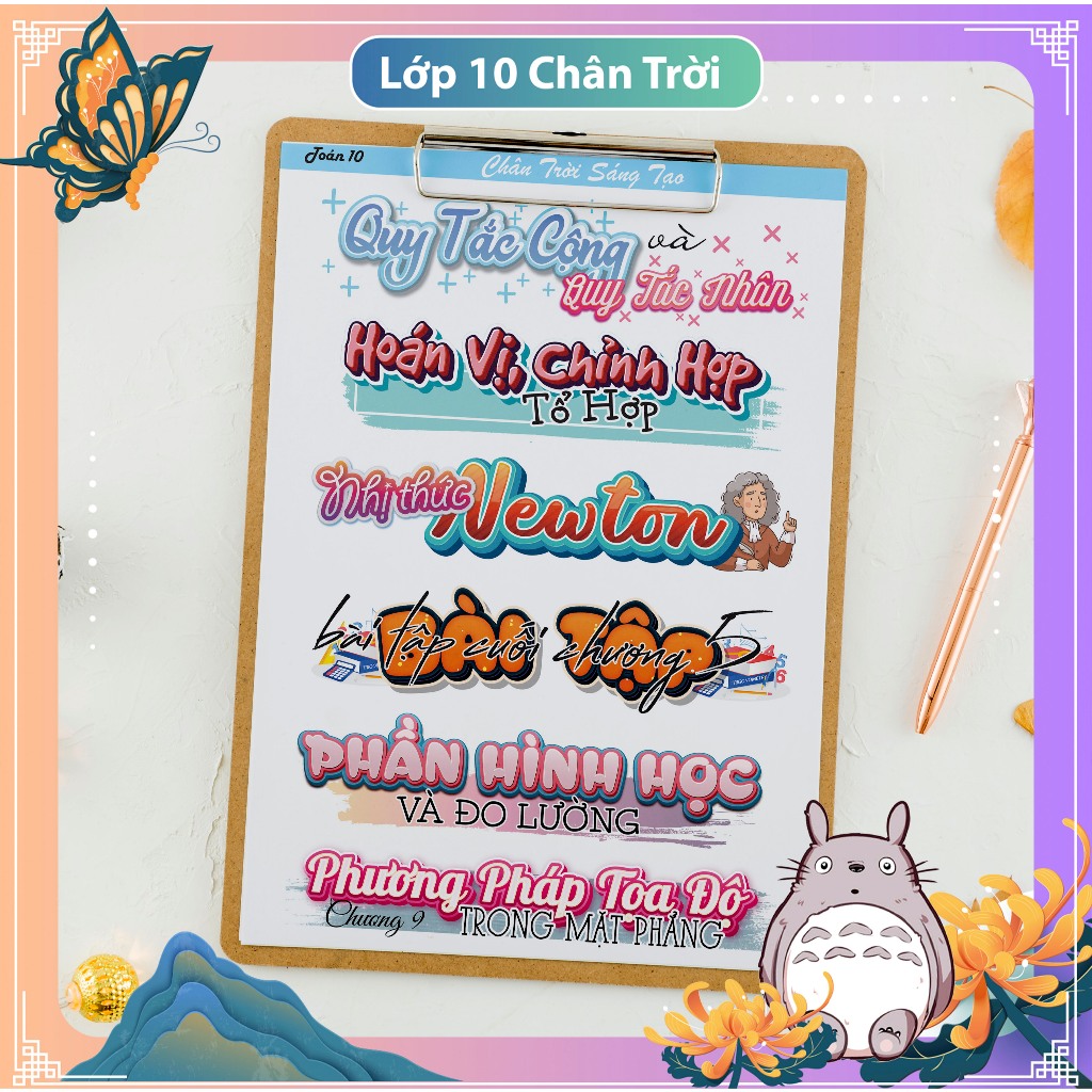 (Chân Trời 10) Sticker tiêu đề Toán 10 (có decal washi) gồm 10 tờ bài ...