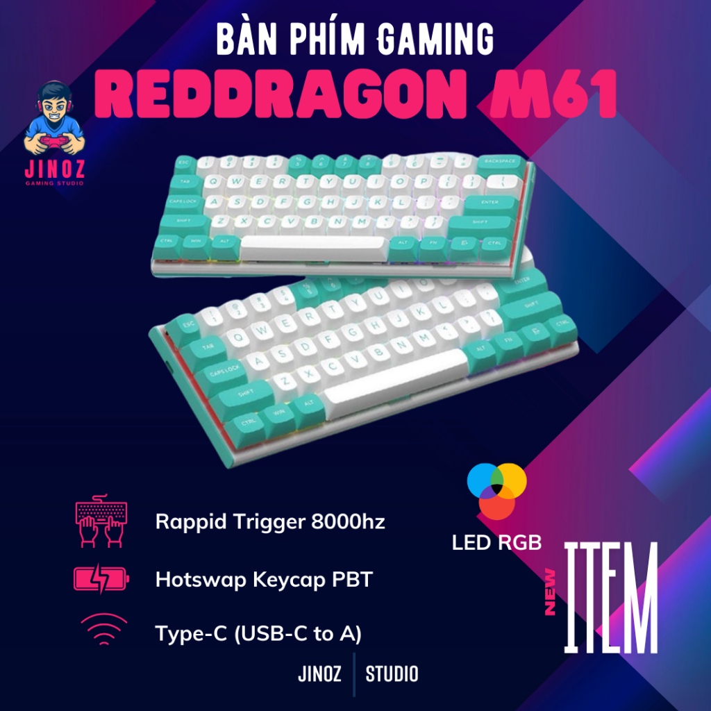 Bàn phím cơ gaming Reddragon M61 | Rapid Trigger | 8000hz | RGB - Bàn ...