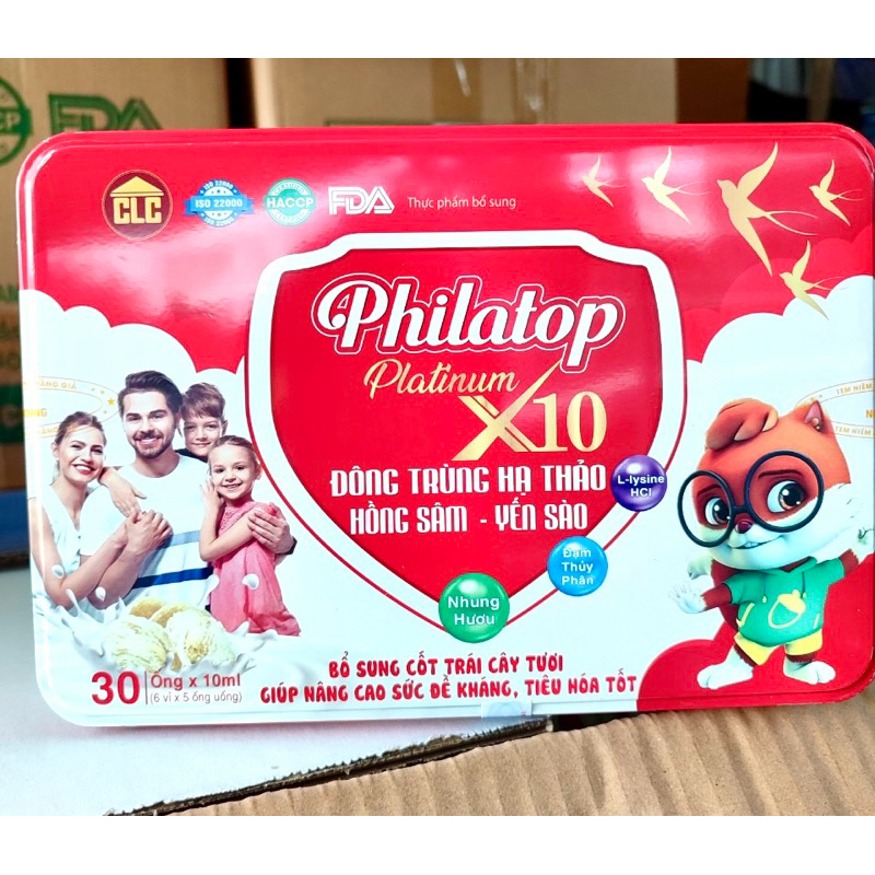 Philatop Platinum X10 (hộp thiếc) - Đông Trùng Hạ Thảo, Hồng Sâm Yến ...