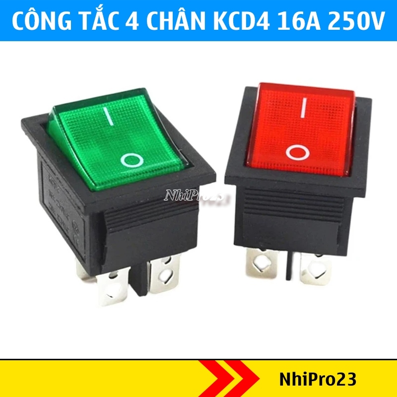 Công tắc bập bênh KCD4 4 Chân có đèn 16A 250V công tắc nguồn chuyên dụng | Shopee Việt Nam