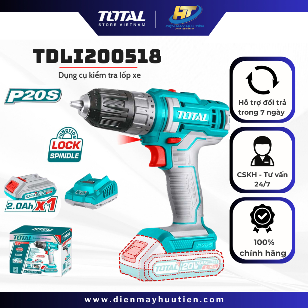 Máy Khoan Pln 20V TOTAL TDLI200518 [Chính Hãng 100%] | Shopee Việt Nam