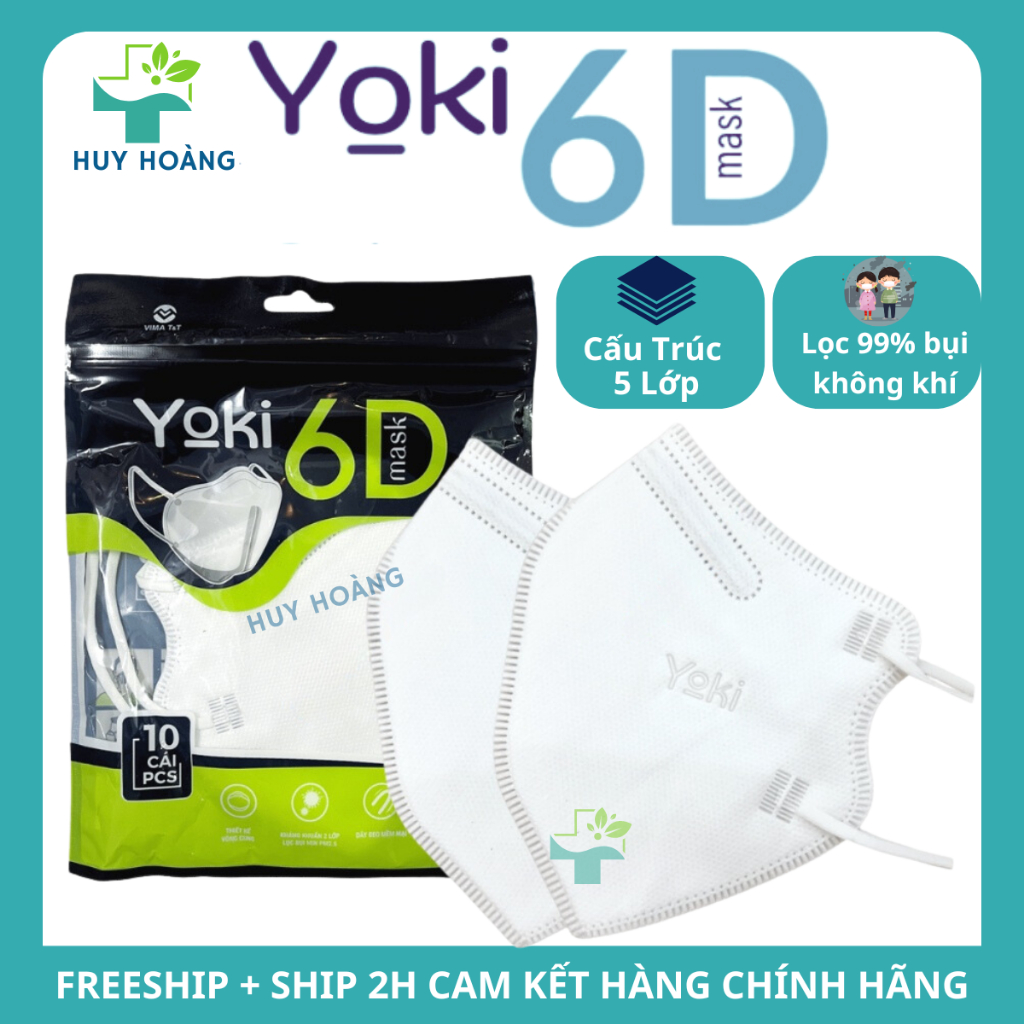[Deal 500 cái] Khẩu trang 6D YOKI Mask 5 lớp dày dặn kháng khuẩn, lọc ...