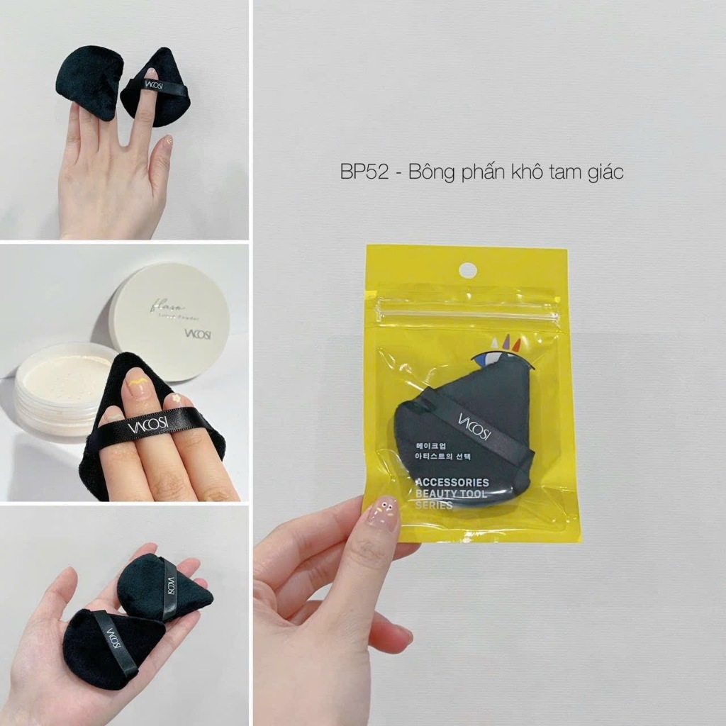 Bông phấn khô tam giác VACOSI ANGLED BLACK PUFF - BP52 | Shopee Việt Nam