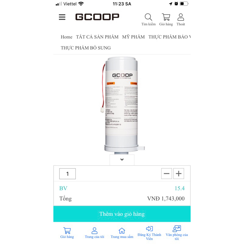 Lõi lọc của máy lọc nước ion kiềm GCOOP Hydrogen Plus | Shopee Việt Nam
