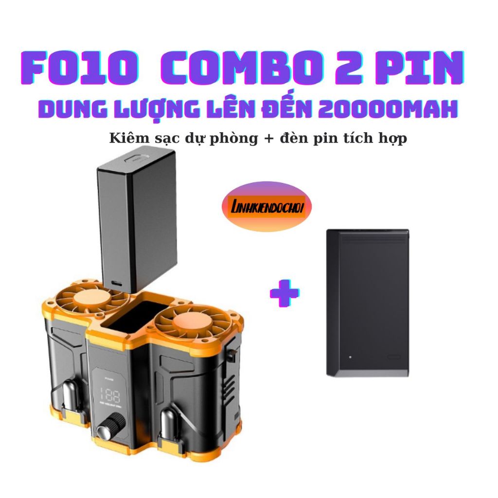 Quạt đeo thắt lưng có dây đeo cổ F010 2pin 20000mah công suất cao kiêm ...