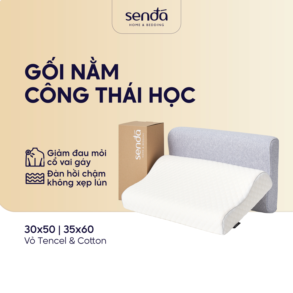 Gối cao su non chống đau mỏi cổ vai gáy Sen Đá Home Bedding, ruột gối ...