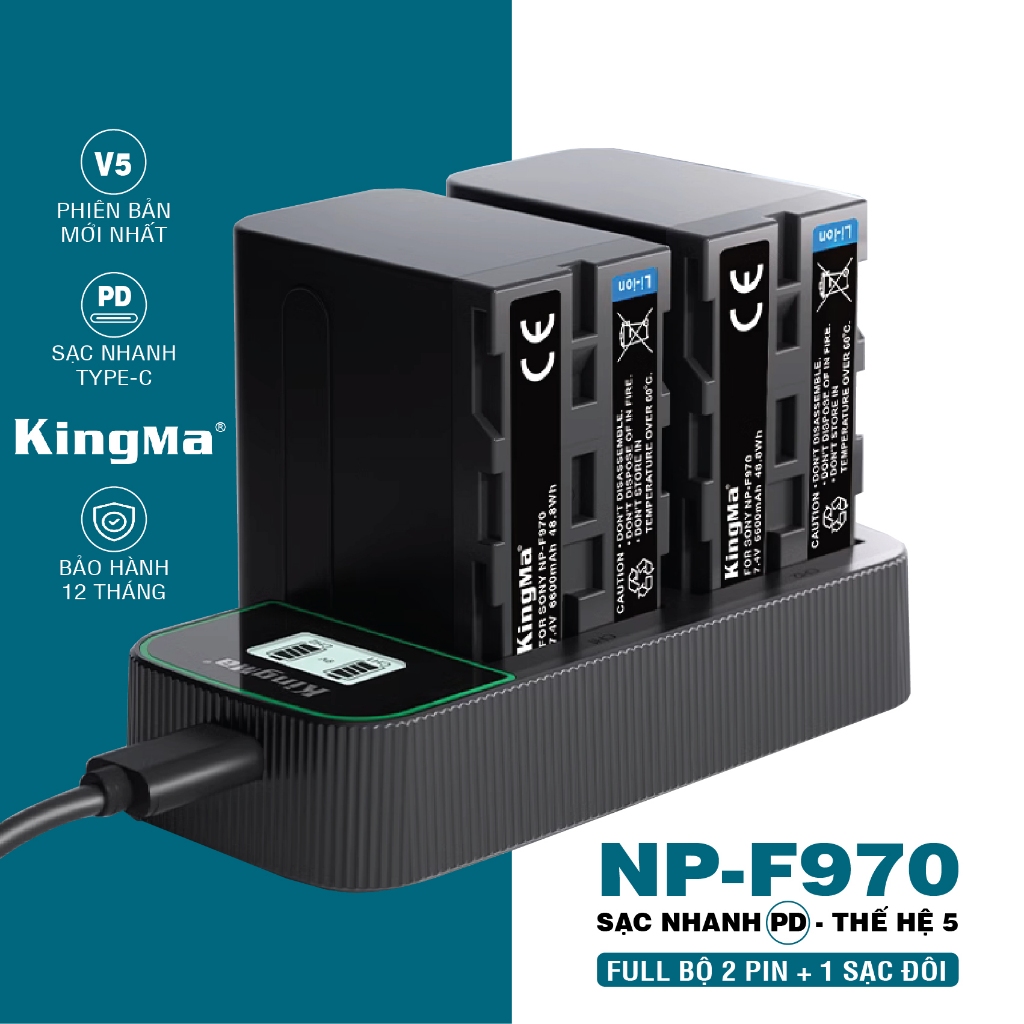 Bộ Pin Sạc Đôi KingMa NP-F970 Phiên Bản như Mới Nhất V5 Sạc Nhanh Gấp 1 ...