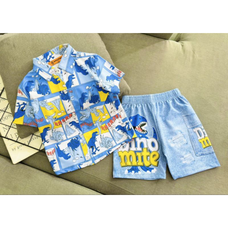 Bộ thun lạnh in 3d bé trai- cổ sơ mi- (22kg/45kg) | Shopee Việt Nam