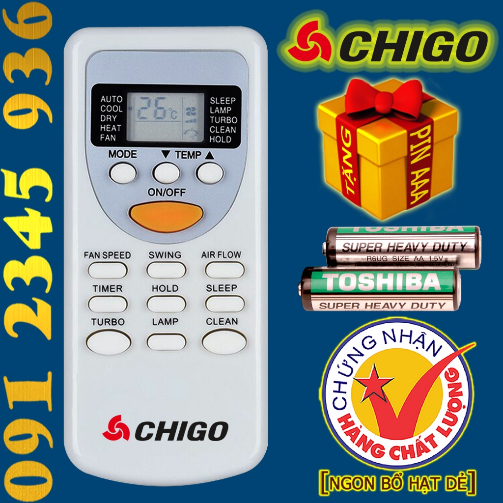 Remote CHIGO - Điều khiển CHIGO "HÀNG ĐẸP" cho điều hòa. (Mẫu số 2) | Shopee Việt Nam