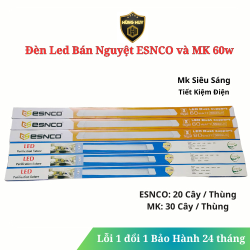 Đèn led bán nguyệt 1m2 chính hãng MK, ESNCO 60w Siêu sáng tiết kiệm điện, ánh sáng trắng ...