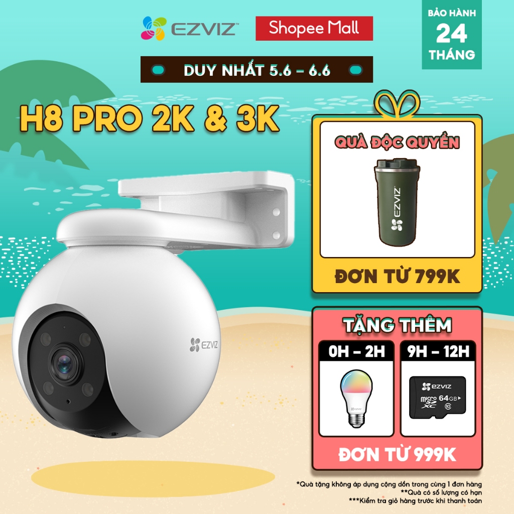 [Nhập ELEZ66 giảm 15%] Camera Wi-fi EZVIZ H8 PRO 2K &3K, Quay Quét 360, Ghi Hình Màu Ban Đêm ...