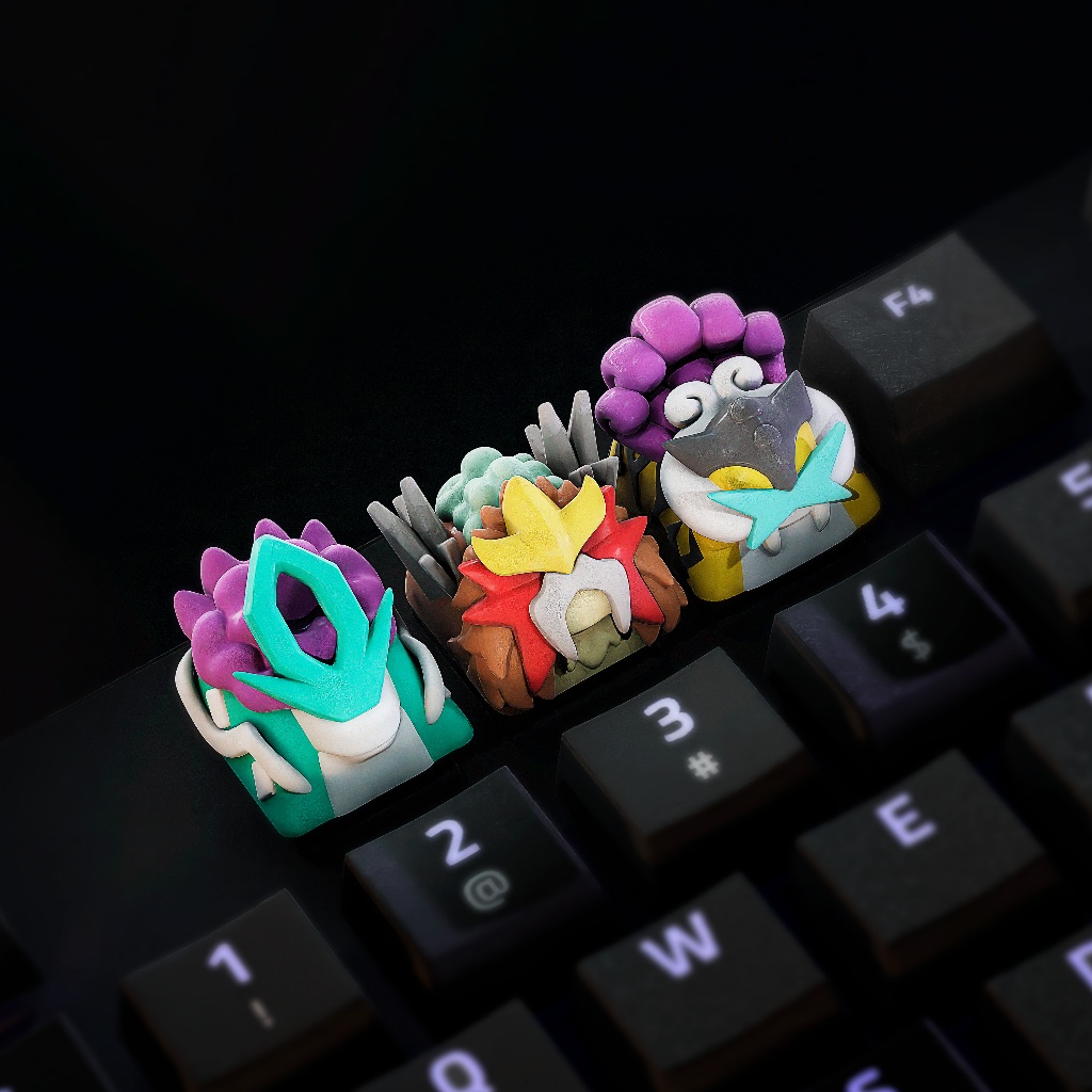 Keycap Pokemon (Suicune-Entei-Raikou) hàng handmade trang trí bàn phím ...