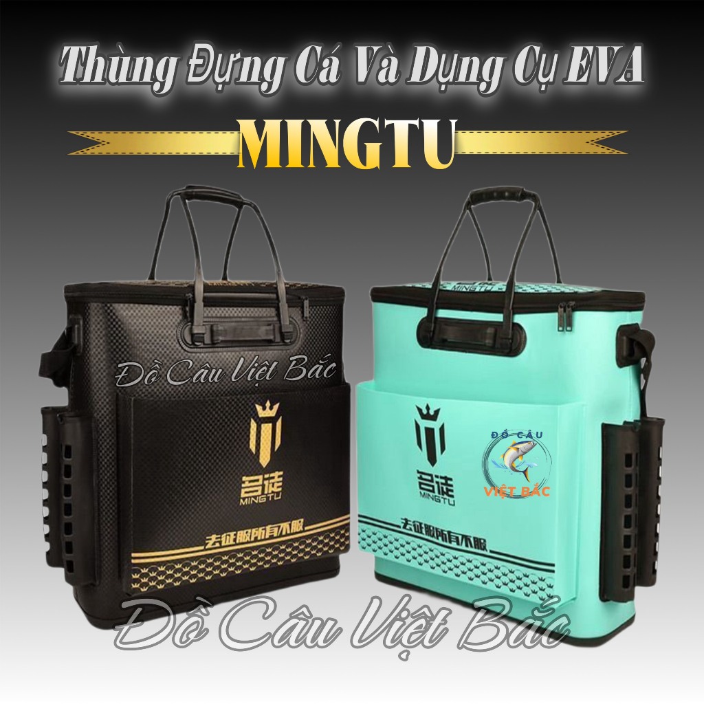 Thùng đựng cá đa năng Mingtu 50cm màu xanh đen vàng có thể gấp gọn tiện ...