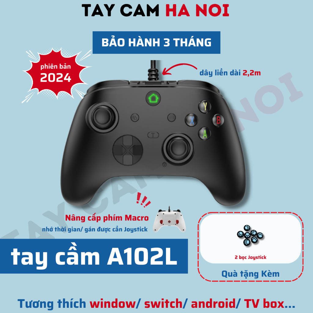 Tay cầm chơi game A102L 2024, tay cầm có dây Joystick 360 chơi game fifa online 4 mượt, không độ ...