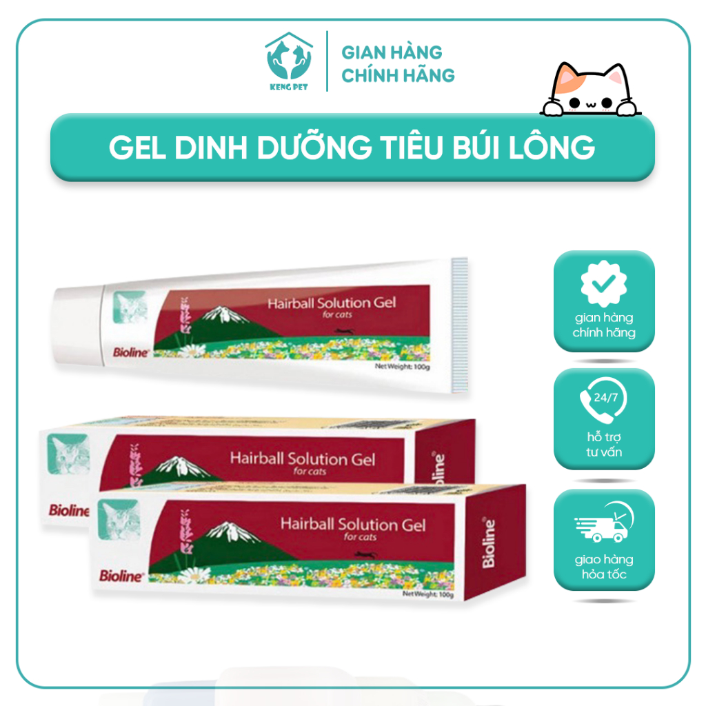 Tiêu Búi Lông Cho Mèo Hairball Solution BIOLINE - Gel Tiêu Búi Lông Mèo ...